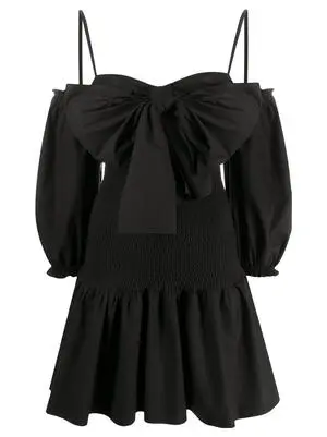 Red Valentino Bow-detail Poplin Dress - Black