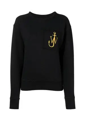 JW Anderson Washed Raw-edge Logo Sweatshirt - Black