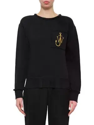 JW Anderson Washed Raw-edge Logo Sweatshirt - Black