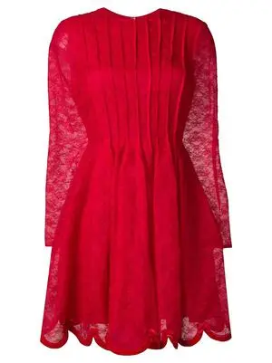 Valentino Garavani Floral Lace Skater Dress - Red