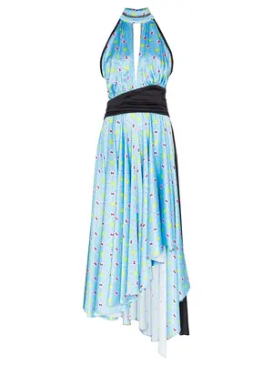 Natasha Zinko Printed Halterneck Dress - Blue