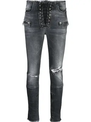 BEN TAVERNITI UNRAVEL PROJECT Distressed Skinny Jeans - Black