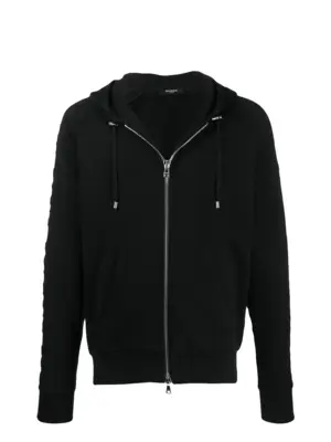 BALMAIN Embossed Logo-Panel Zipped Hoodie