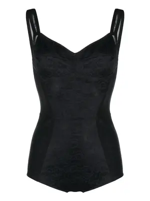 Dolce & Gabbana Floral-lace Corset Bodysuit - Black