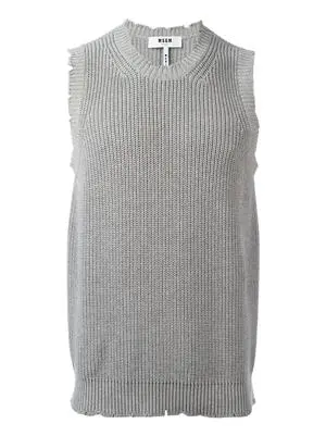 MSGM Distressed Sleeveless Jumper - Grey