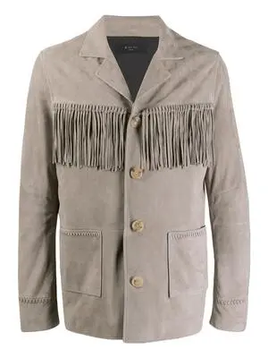 Amiri Textured Fringe Shirt Jacket - Grey
