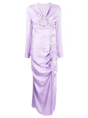 Matériel Ruched Long Sleeved Dress - Purple