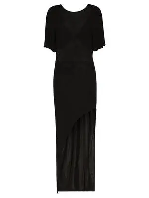 FAITH CONNEXION Faith Connexion Black Semi-Sheer Asymmetric Hem Maxi Dress