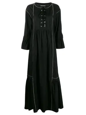 ALBERTA FERRETTI Lace-Up Flared Maxi Dress