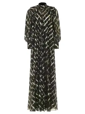 Alberta Ferretti Crosshatch Maxi Dress - Black