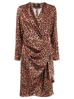 Paule Ka Leopard Print Wrap Dress - Brown
