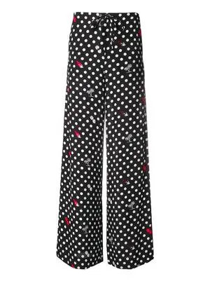 Alexander McQueen Polka Dot Wide Leg Trousers - Black