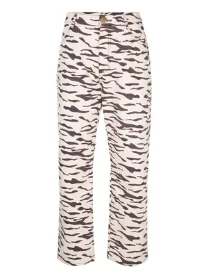 REJINA PYO Tiger Print Straight Trousers - Neutrals