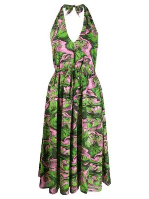 ALEXANDER MCQUEEN Printed Halterneck Dress