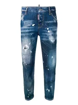 Dsquared2 Bleached Effect Cropped Jeans - Blue