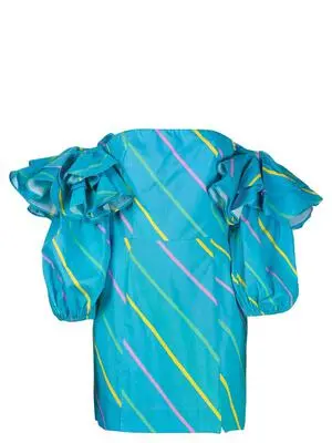 ROTATE BY BIRGER CHRISTENSEN Bethany Striped-print Mini Dress - Blue