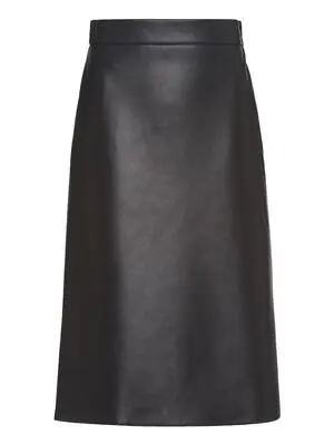 Prada Leather Midi Skirt - Black
