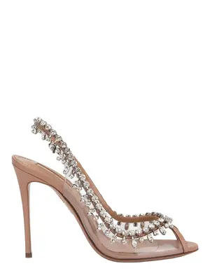 AQUAZZURA 110mm Temptation Crystal-embellished Pumps - Neutrals