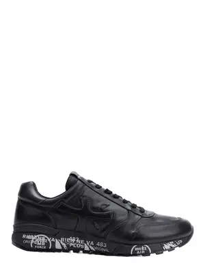 Premiata Leather And Suede Logo Sneakers Black