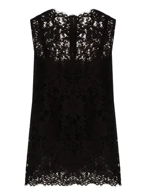 Dolce & Gabbana Cordonetto Lace Tank Top - Black