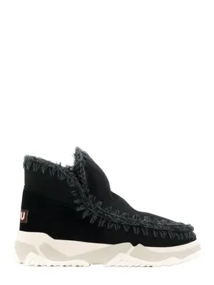 Mou Crochet Stitch-trim Boot Sneakers - Black