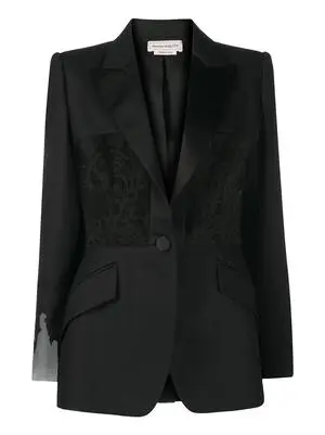 Alexander McQueen Lace-panel Blazer - Black