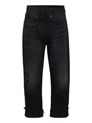 R13 Crossover Cropped Jeans - Black