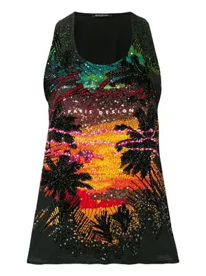 Balmain Sequin Embellished Tank Top - Black