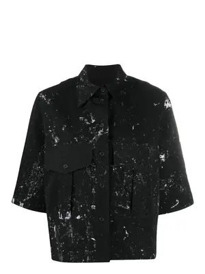 SONG FOR THE MUTE Paint Splatter Short Sleeve Shirt - Black