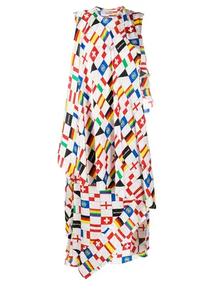 BALENCIAGA Balenciaga Printed Silk Midi Dress