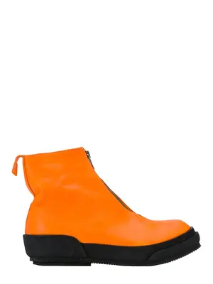 Guidi Color-block Front-zip Boots - Orange