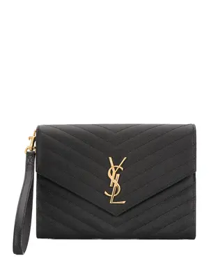 Saint Laurent New Pouch Monogram Clutch - Black