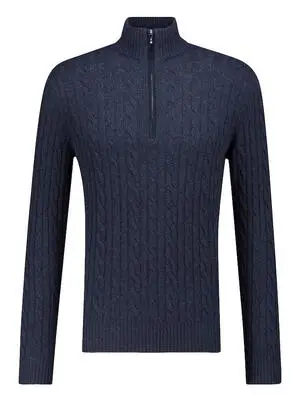Loro Piana Mezzocollo Treccia Cashmere Sweater - Blue