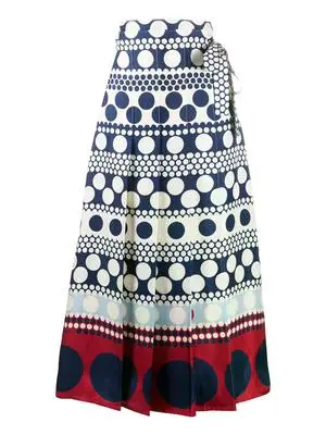 Valentino Garavani Stripe And Dot Skirt - Blue