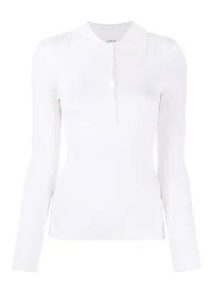 P.a.r.o.s.h Leila Ribbed-knit Polo Top - White