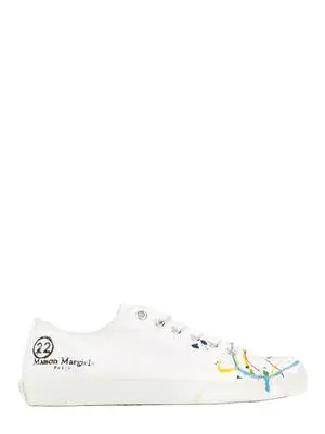 MAISON MARGIELA Tabi Paint-splatter Sneakers - White