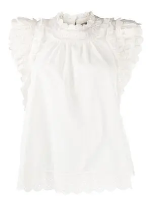 SEA Broderie Anglaise Ruffle-Trimmed Blouse