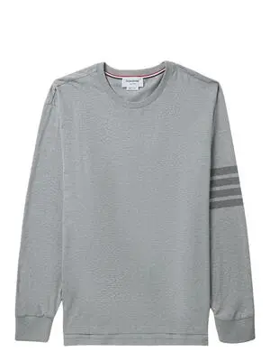 Thom Browne 4-bar Stripe Cotton T-shirt - Grey