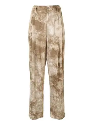 Raquel Allegra Textured Wide Leg Trousers - Brown