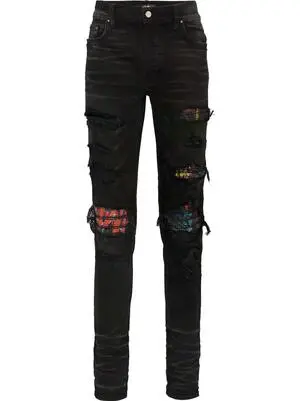 AMIRI MX1 Patch Distressed Slim-Leg Jeans