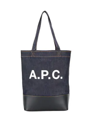 A.p.c. Logo Print Denim Tote - Blue
