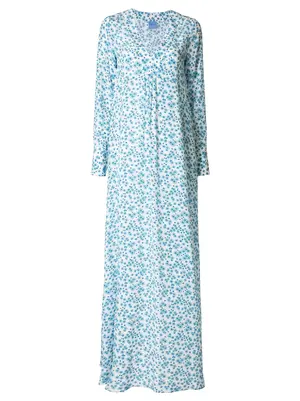 MACGRAW Floral Print Silk Dress - Blue
