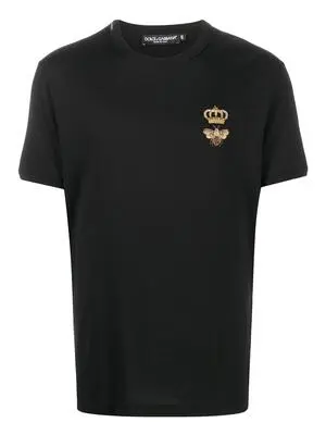 Dolce & Gabbana Embroidered Cotton T-shirt - Black