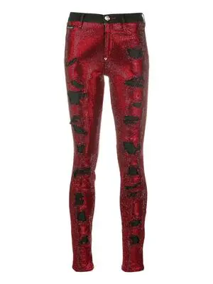 Philipp Plein Crystal Embellished Skinny Jeans - Red