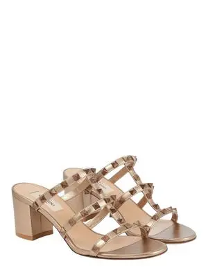 Valentino Garavani Rockstud Leather Sandals - Gold