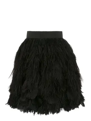 Dolce & Gabbana Feather Appliqué Mini Skirt - Black