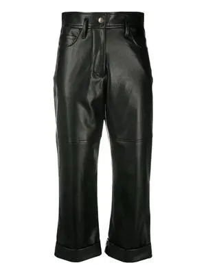 Philosophy Di Lorenzo Serafini Cropped Faux-leather Trousers - Black