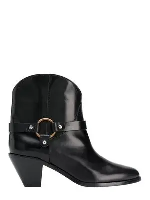 FRANCESCO RUSSO Leather Ankle Boots With Strap Embellishment - Black
