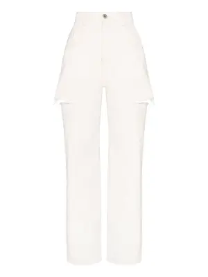 MAISON MARGIELA Distressed Straight-leg Jeans - White