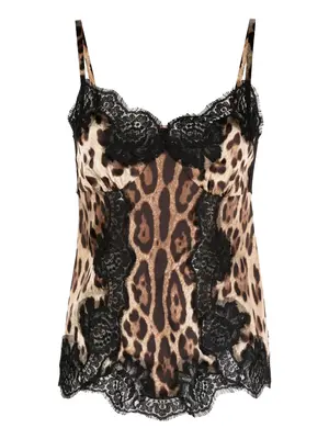 DOLCE & GABBANA Dolce & Gabbana Leopard-print Satin Camisole Top